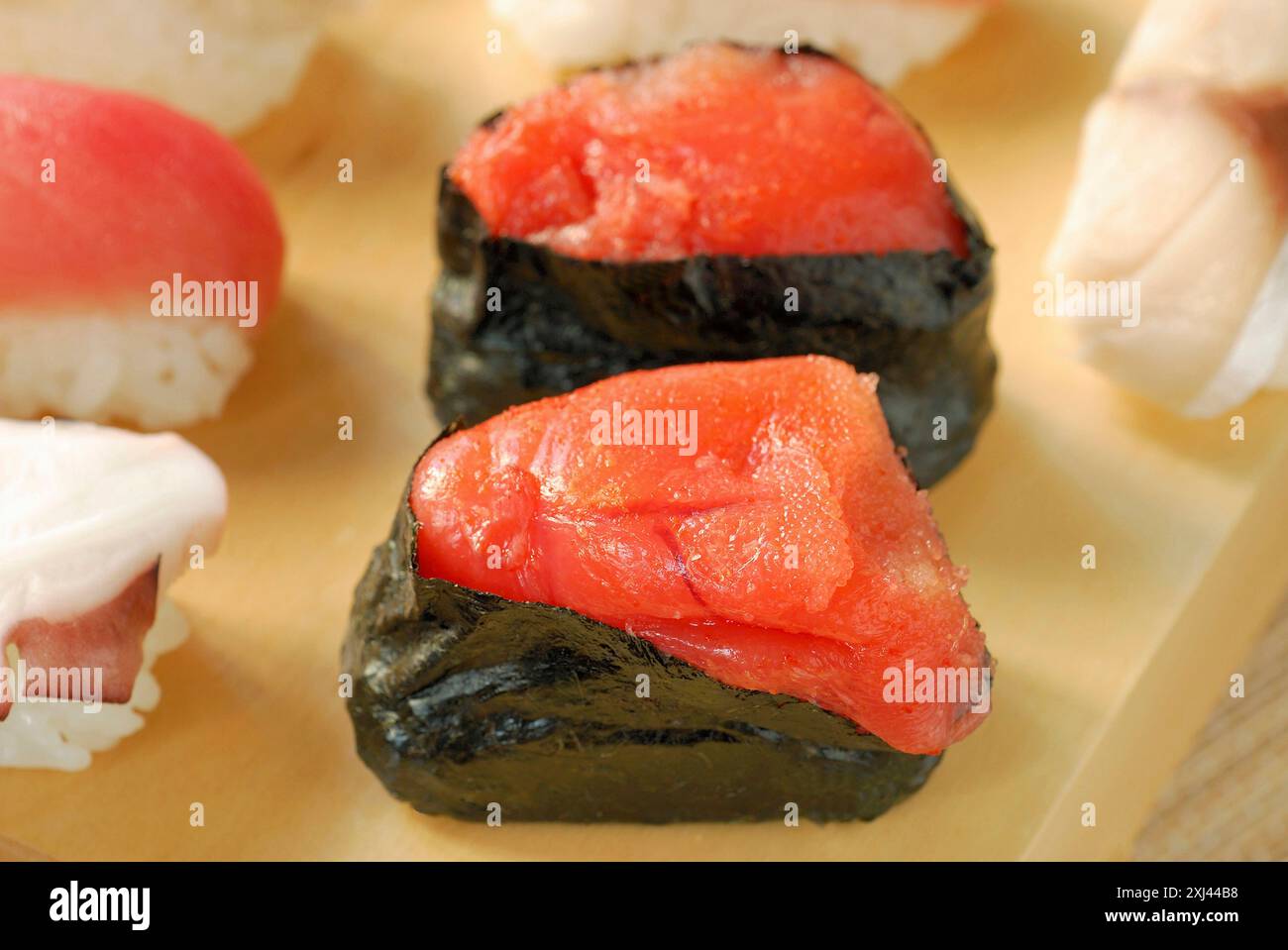 Gunkan with spicy Mentaiko cod roe Stock Photo - Alamy