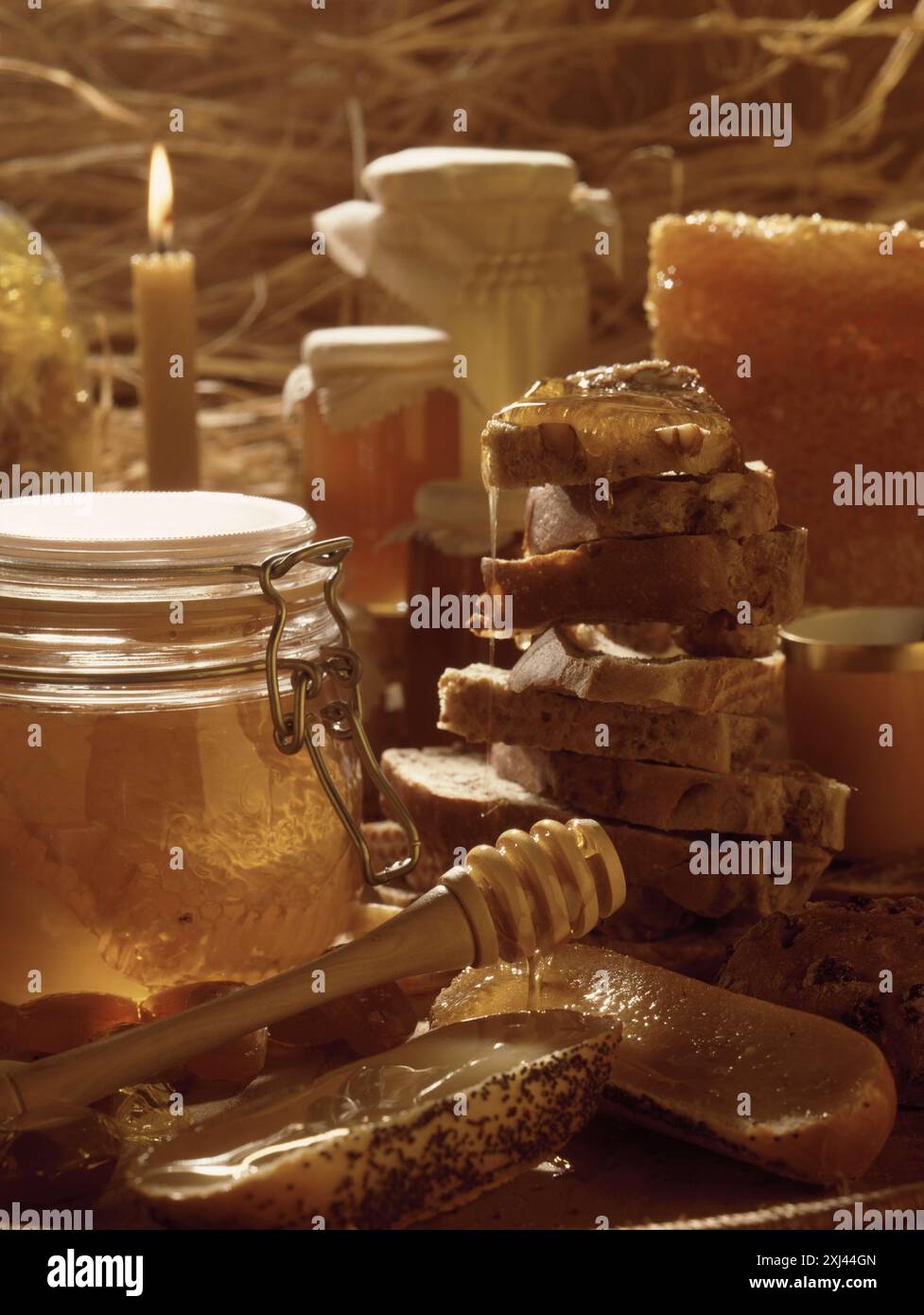 Composition with honey Stock Photo - Alamy