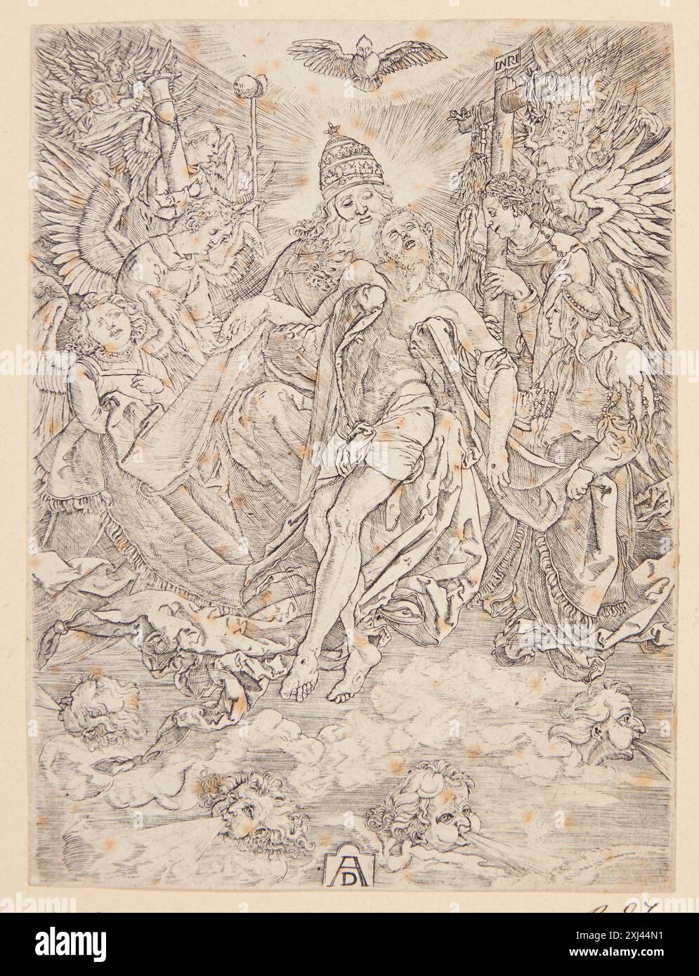 A copper engraving by Albrecht Dürer depicting the Holy Trinity ...