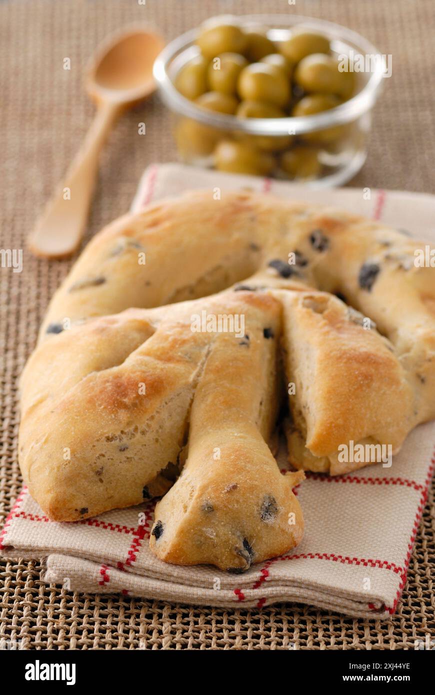 Olive fougasse bread hi-res stock photography and images - Alamy