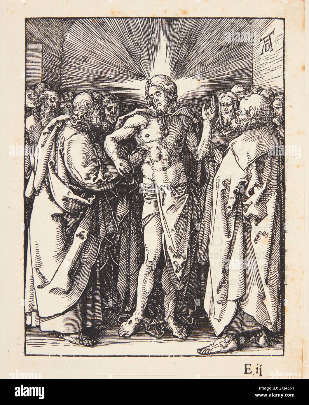 Woodcut by Albrecht Dürer showing Christ and Thomas, illustrating the ...