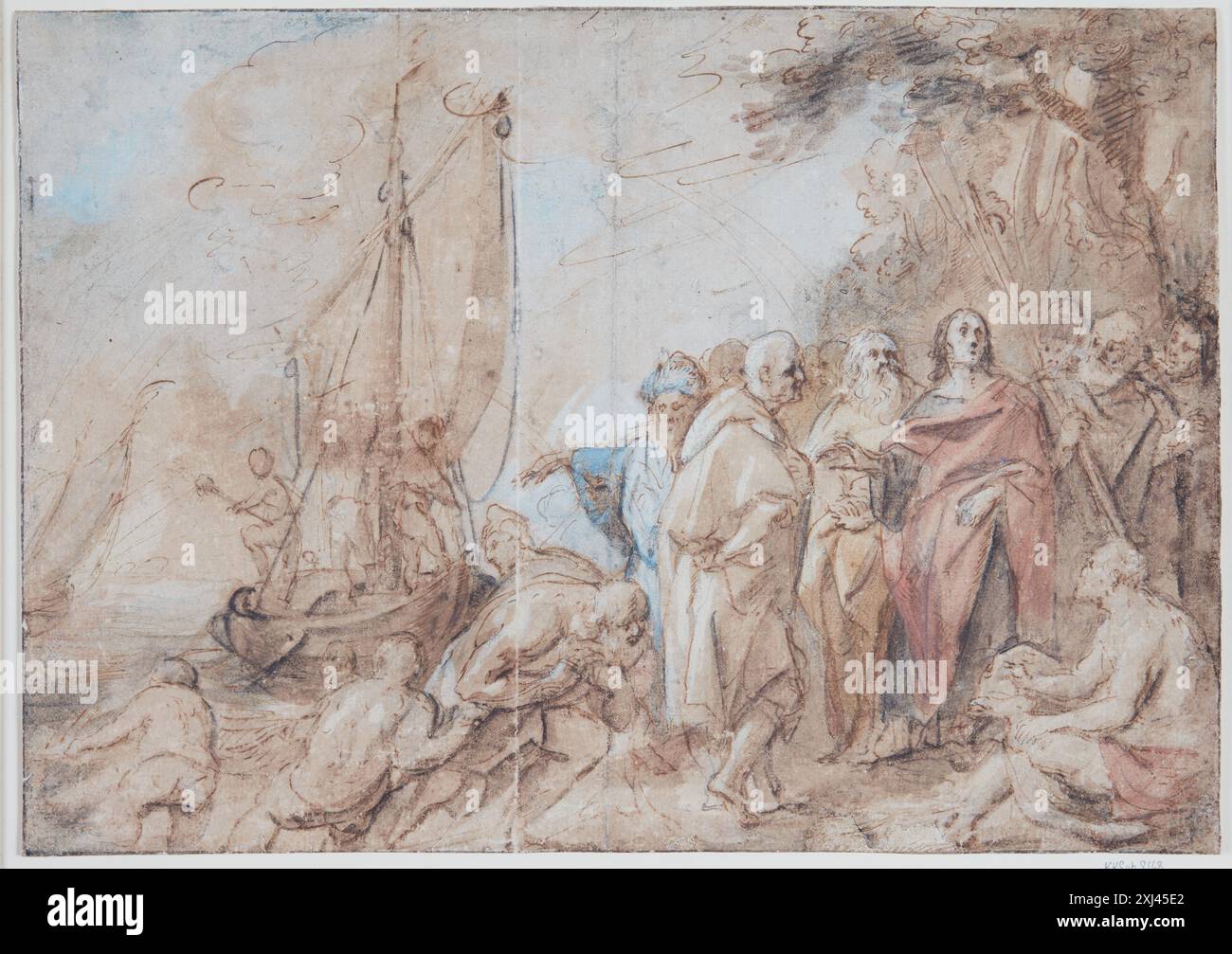 Drawing by Jacob Jordaens depicting the biblical scene of the calling ...