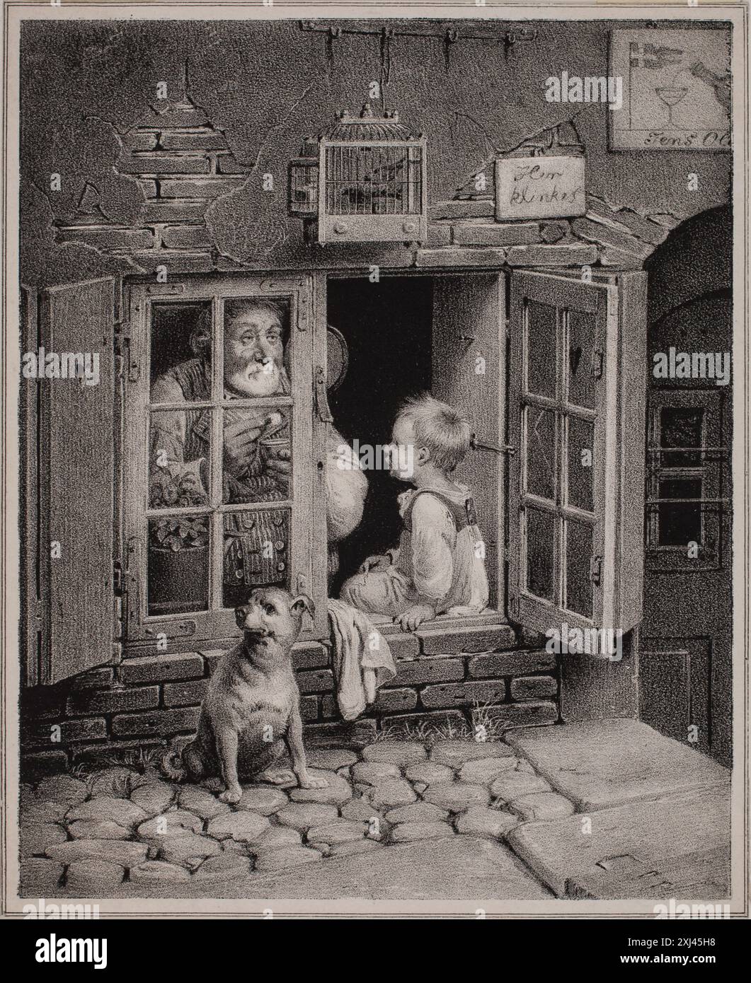 A lithograph by Peter Henrik Gemzøe and Wilhelm Marstrand depicting a ...
