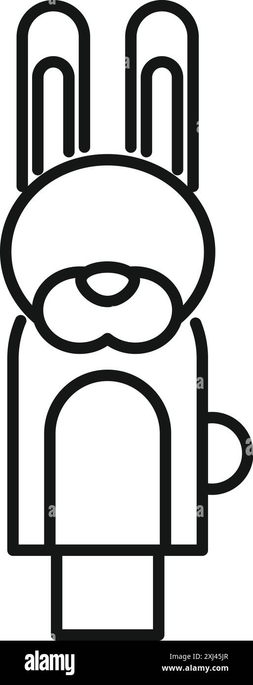 Simple line art illustration of a usb flash drive with a rabbit design ...