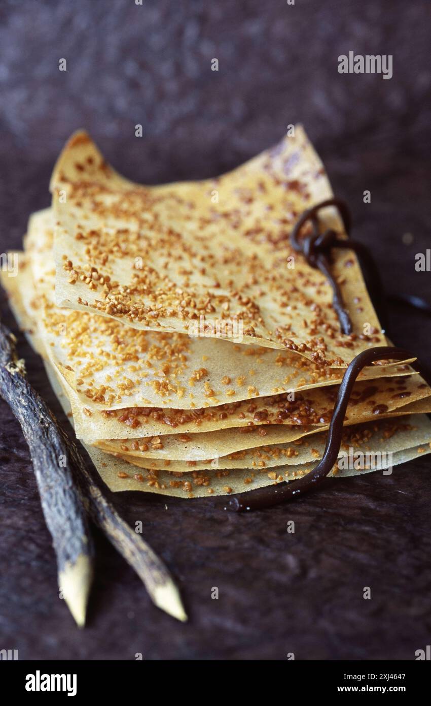 filo pastry sheet notebook with maple syrup sprinkles Stock Photo - Alamy