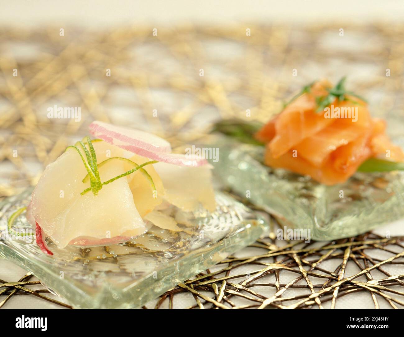 Smoked salmon and cod tapas Stock Photo - Alamy