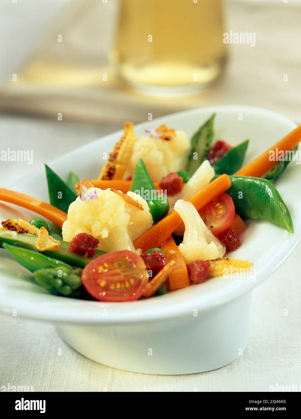 Mixed summer vegetables with ham Stock Photo - Alamy