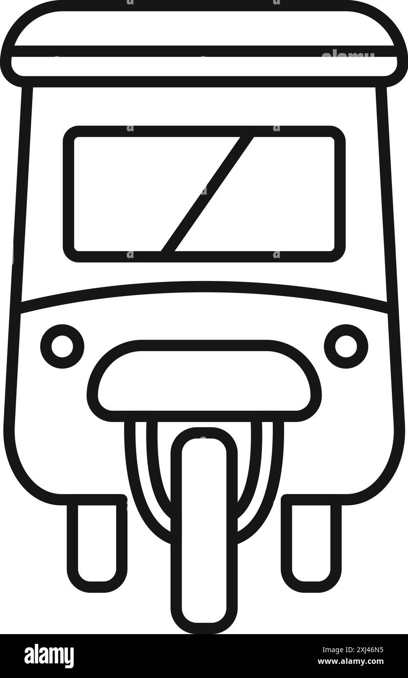 Line art icon of an auto rickshaw, a common form of transportation in ...