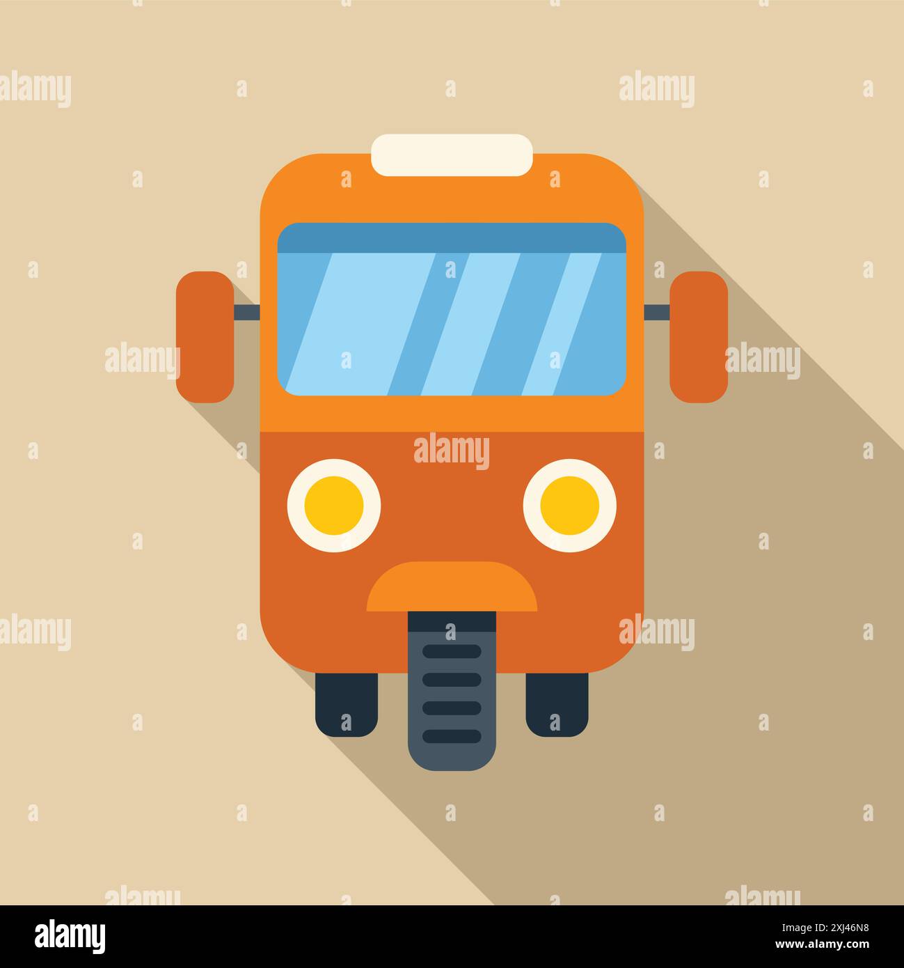 Orange auto rickshaw is showing its front view, designed in flat style ...