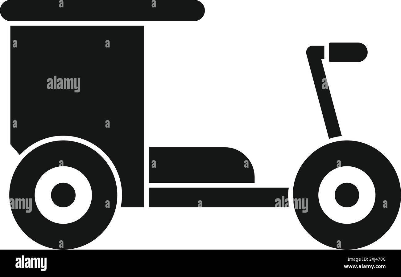 Simple black glyph representing a modern electric rickshaw for ...
