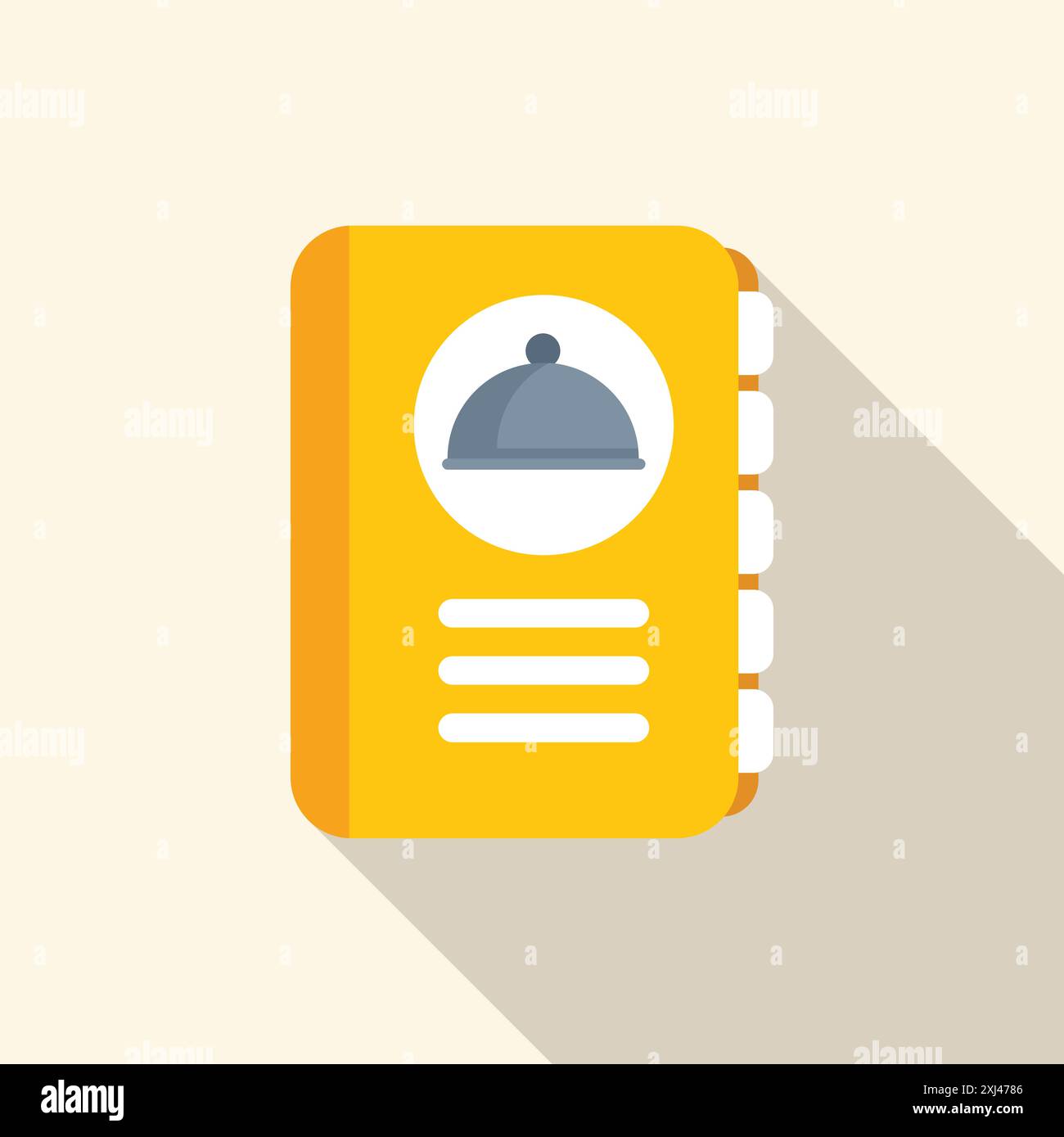 Yellow menu with serving dish icon, representing a restaurant menu for ...
