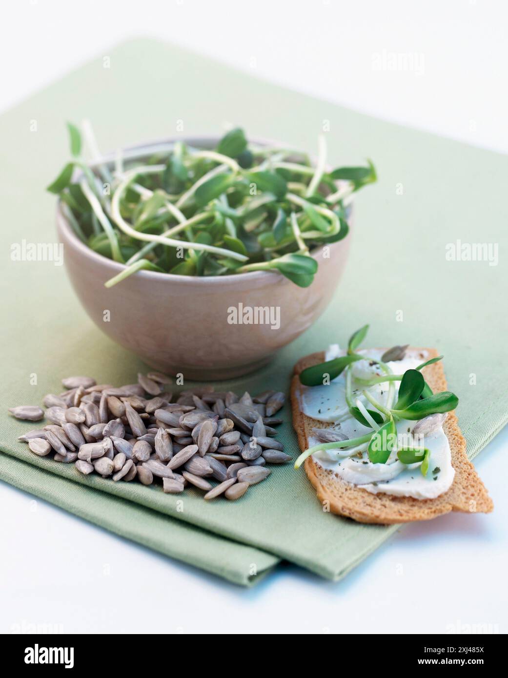 Sprouted sunflower seeds on toast Stock Photo - Alamy