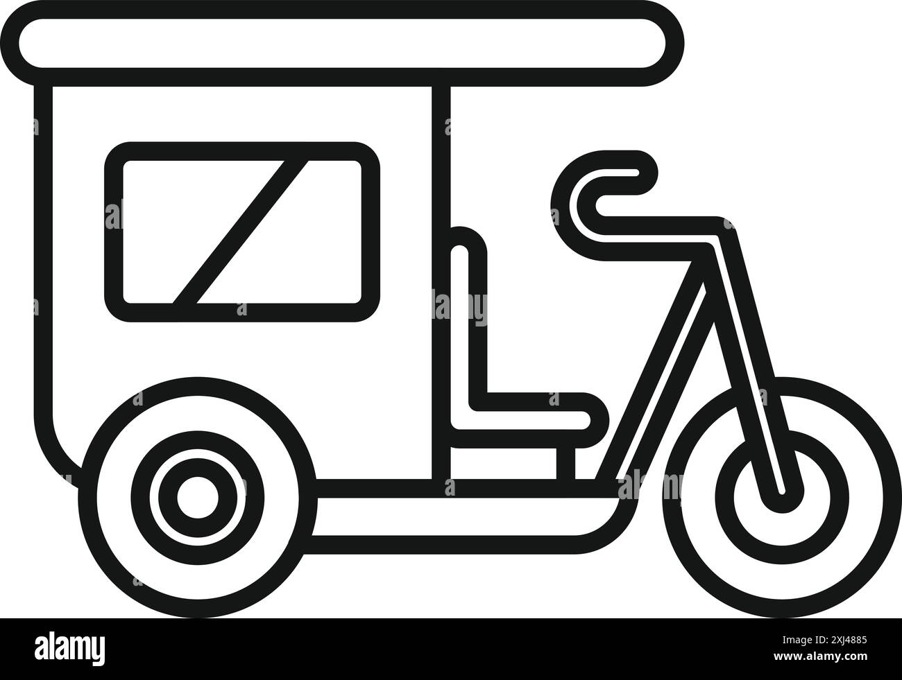 Simple line icon of a cycle rickshaw, a traditional form of human ...