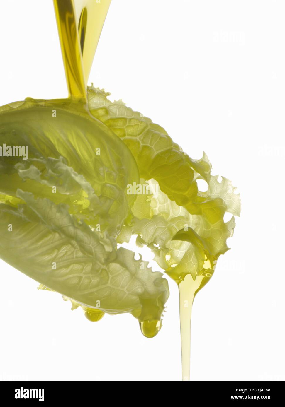 Drop of olive oil on lettuce leaf Stock Photo - Alamy
