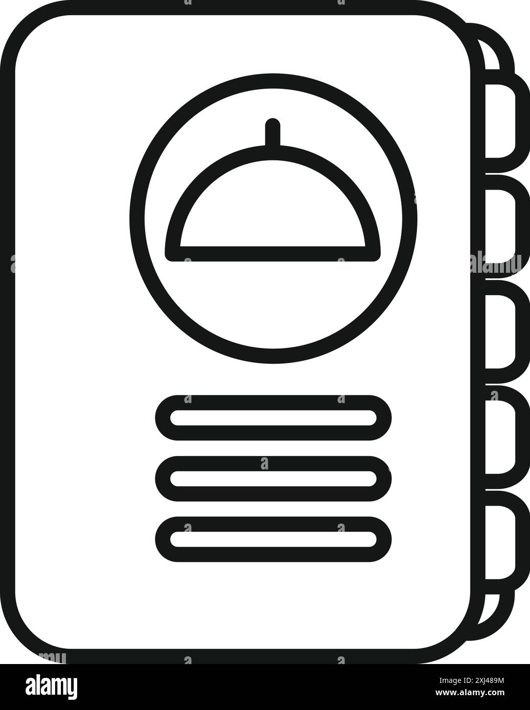 Line drawing of a restaurant menu cover showing a serving dish icon ...