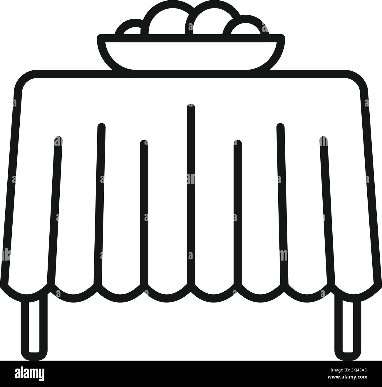 Minimalist line art of a table setting with a bowl of fruit, perfect ...