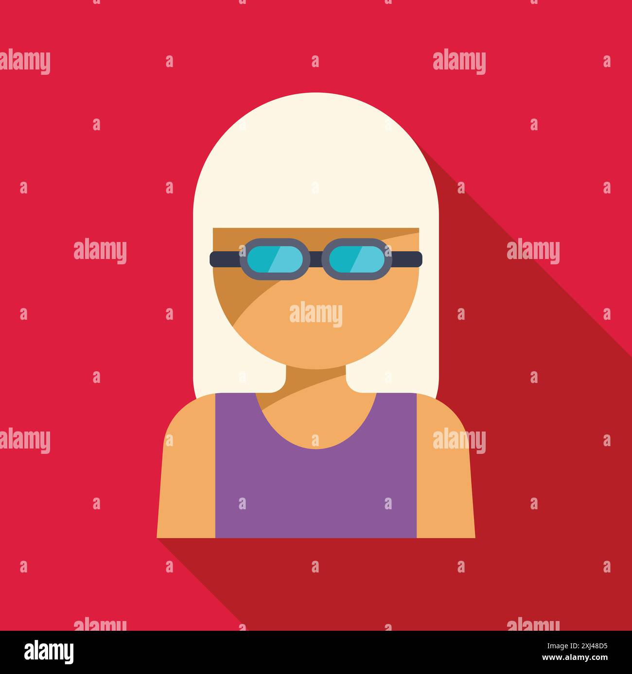 Female swimmer wearing swimsuit and goggles getting ready for ...