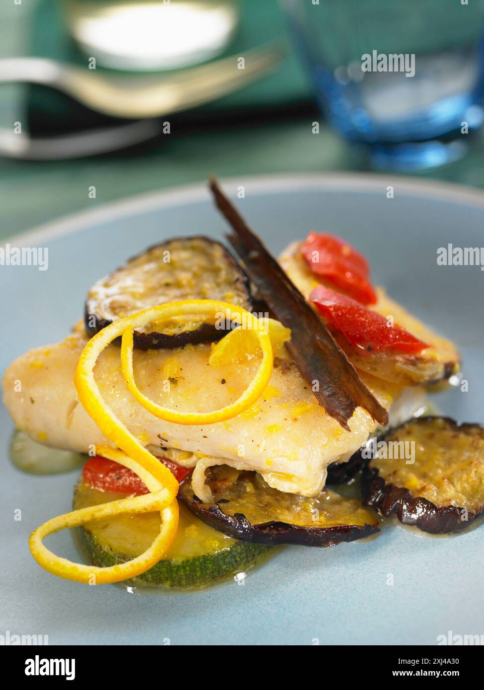 Cod with vegetables Stock Photo - Alamy