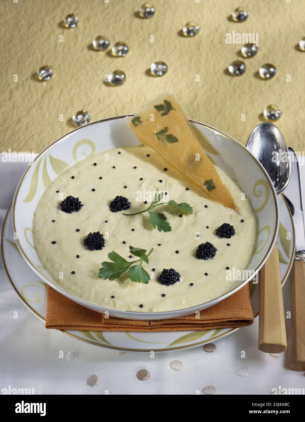Chilled cream of cauliflower with lumpfish roe Stock Photo - Alamy