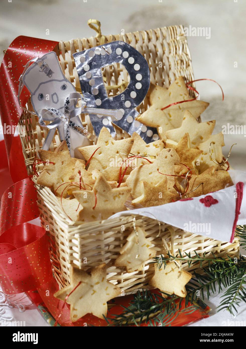 Three flavoured Christmas shortbread biscuits Stock Photo - Alamy