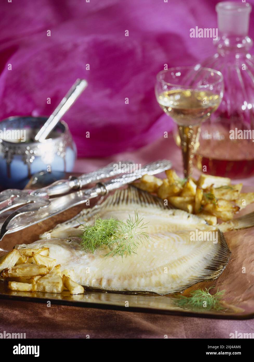 Turbot with fried parsnips Stock Photo - Alamy