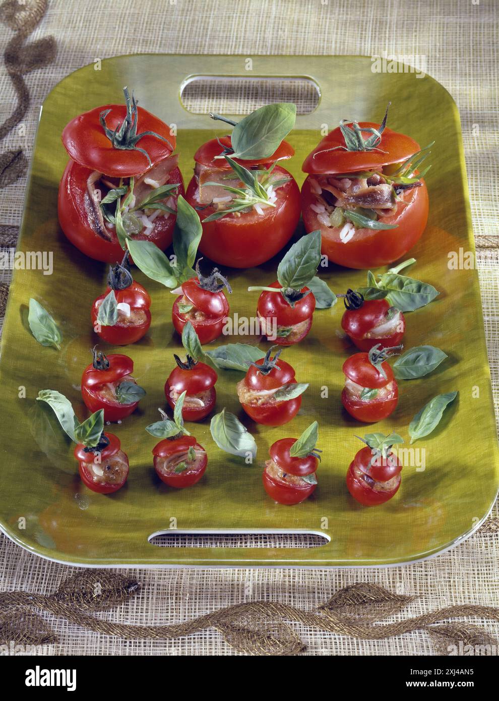 Mini tomatoes stuffed with eggplants ,tomatoes stuffed with rice and ...