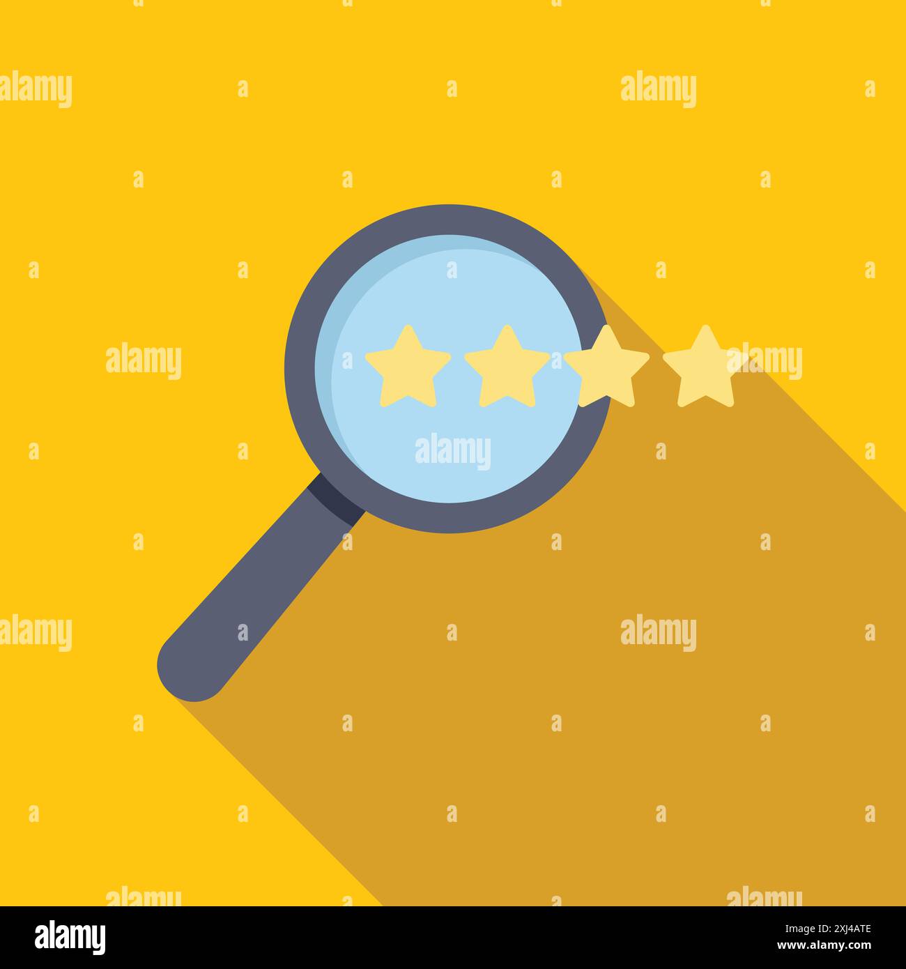 Magnifying glass showing four stars rating for customer satisfaction ...