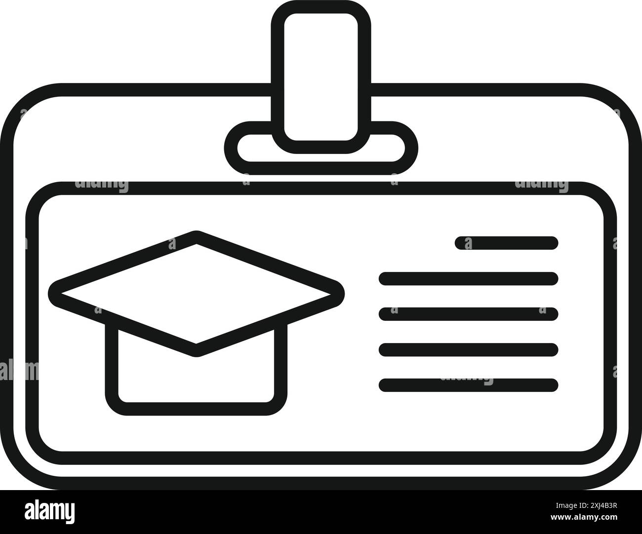 Line drawing of a student or teacher id card featuring a graduation cap ...