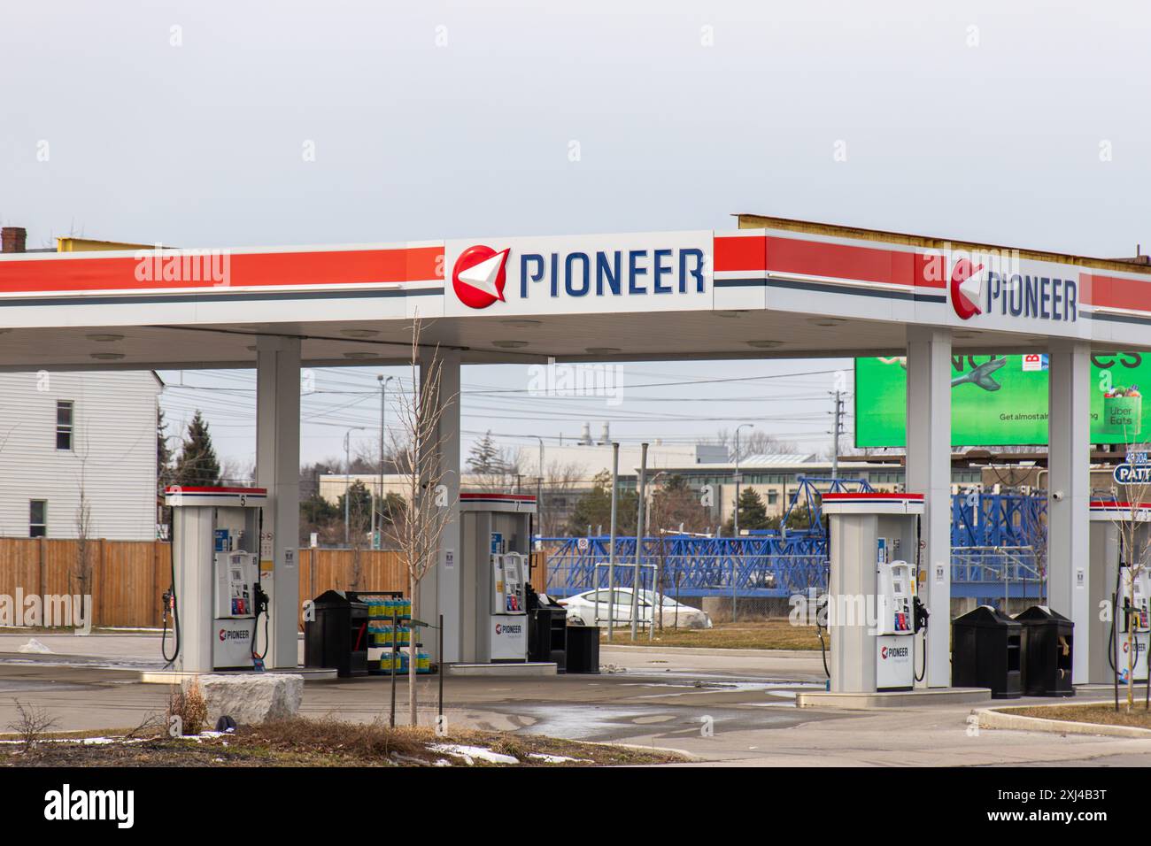 Sign of Pioneer Energy LP seen in its gas station. Pioneer is a gas ...