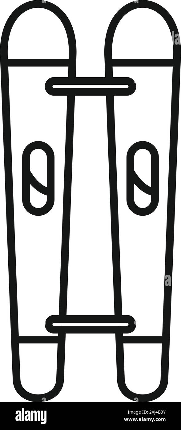 Simple line drawing of a pair of snow skis standing upright, ready for ...