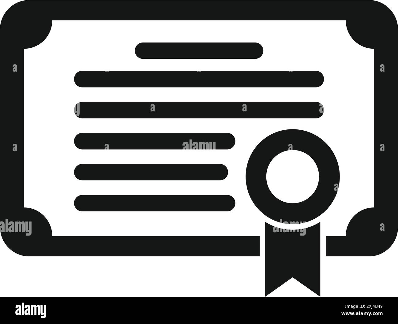 Stylized icon of an official certificate signifying completion ...