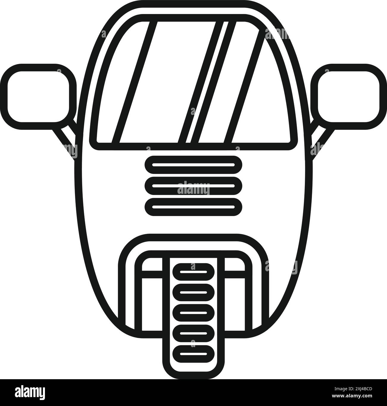 Simple line drawing of a motorbike with a big windshield seen from the ...