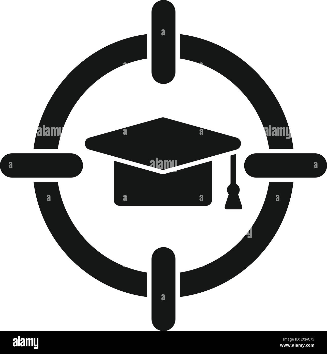 Graduation cap in target representing achieving educational and career ...