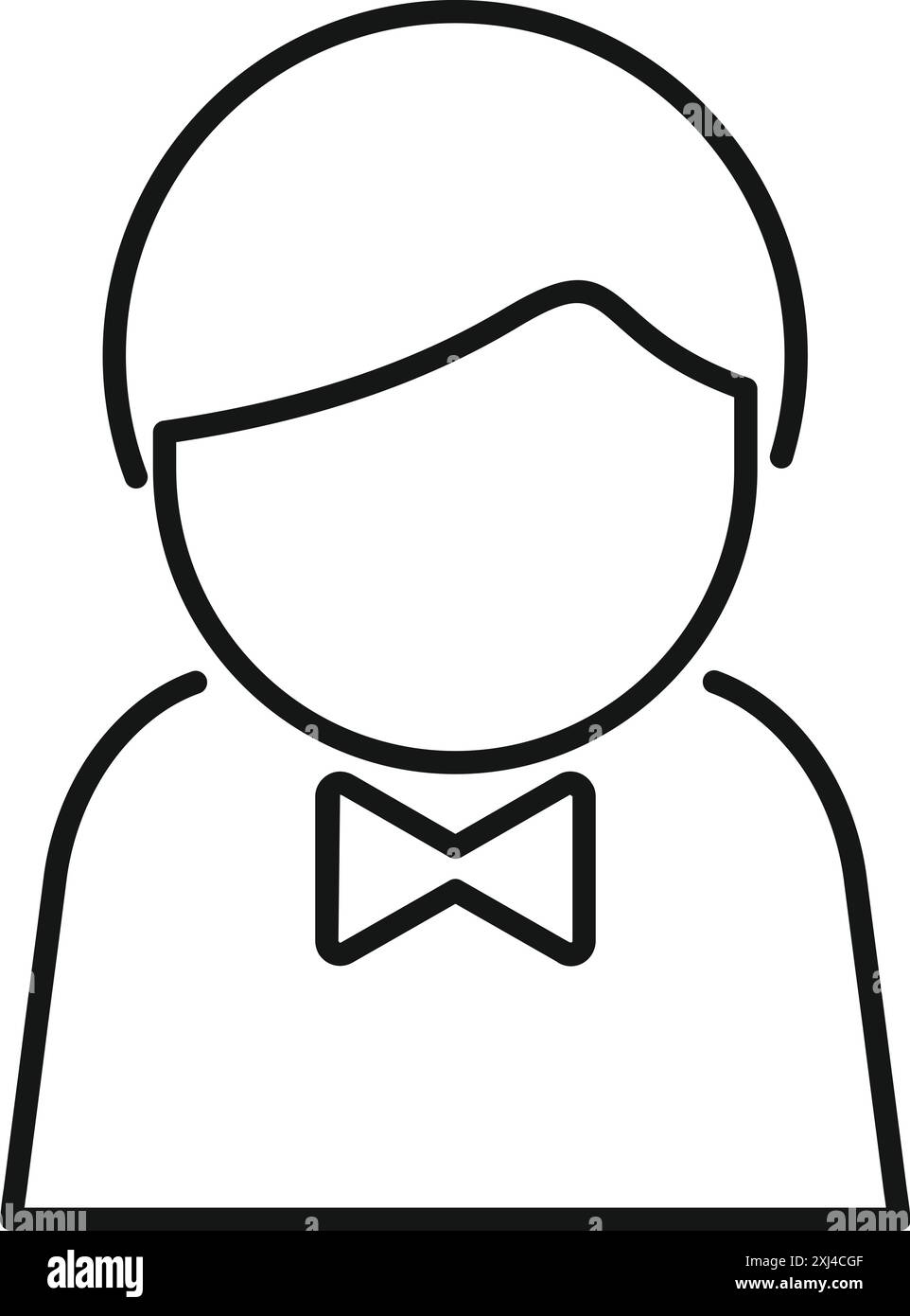 Simple black and white line drawing of a waiter wearing a bow tie Stock ...
