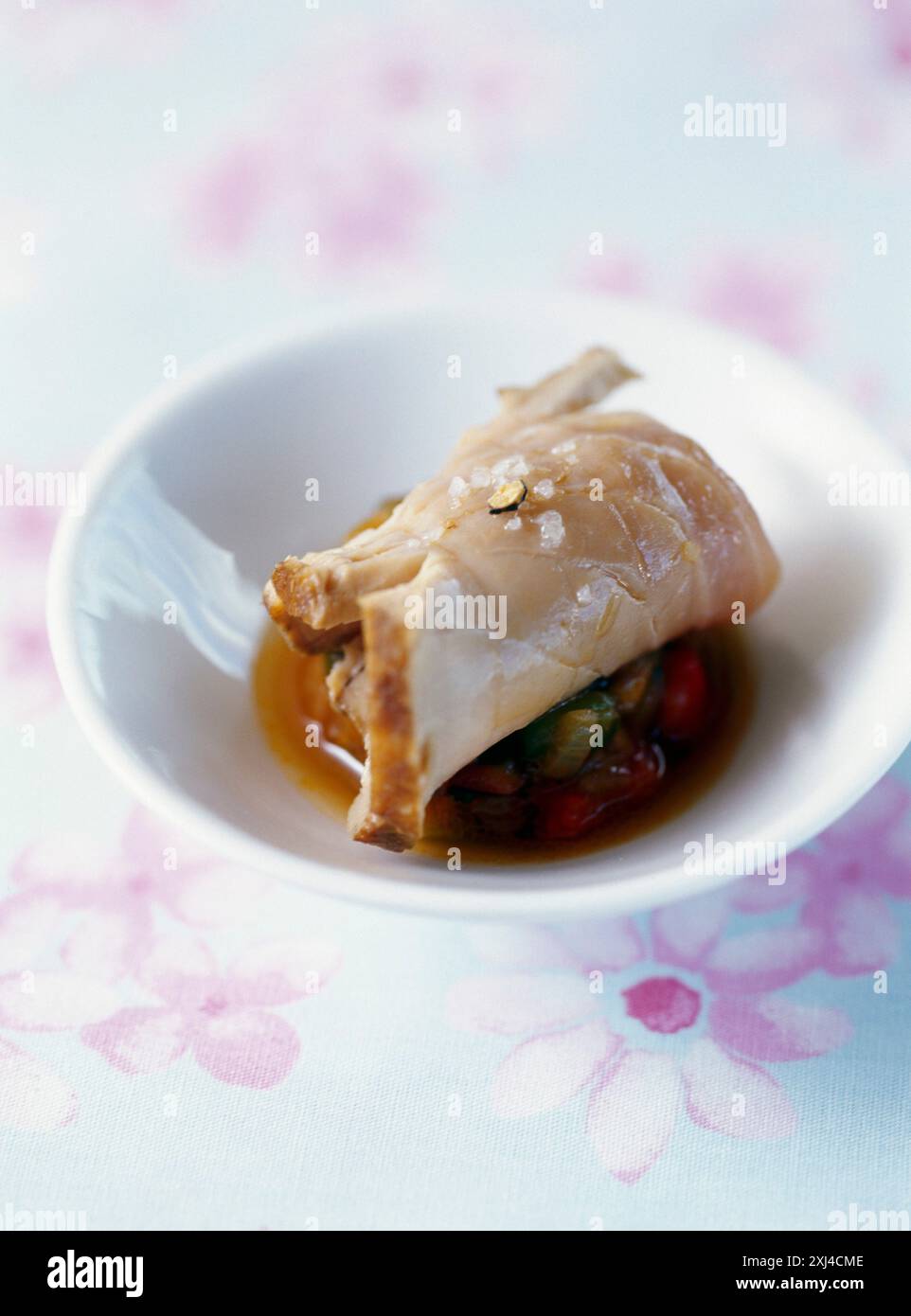 Half-cooked red tuna with herbs Stock Photo - Alamy