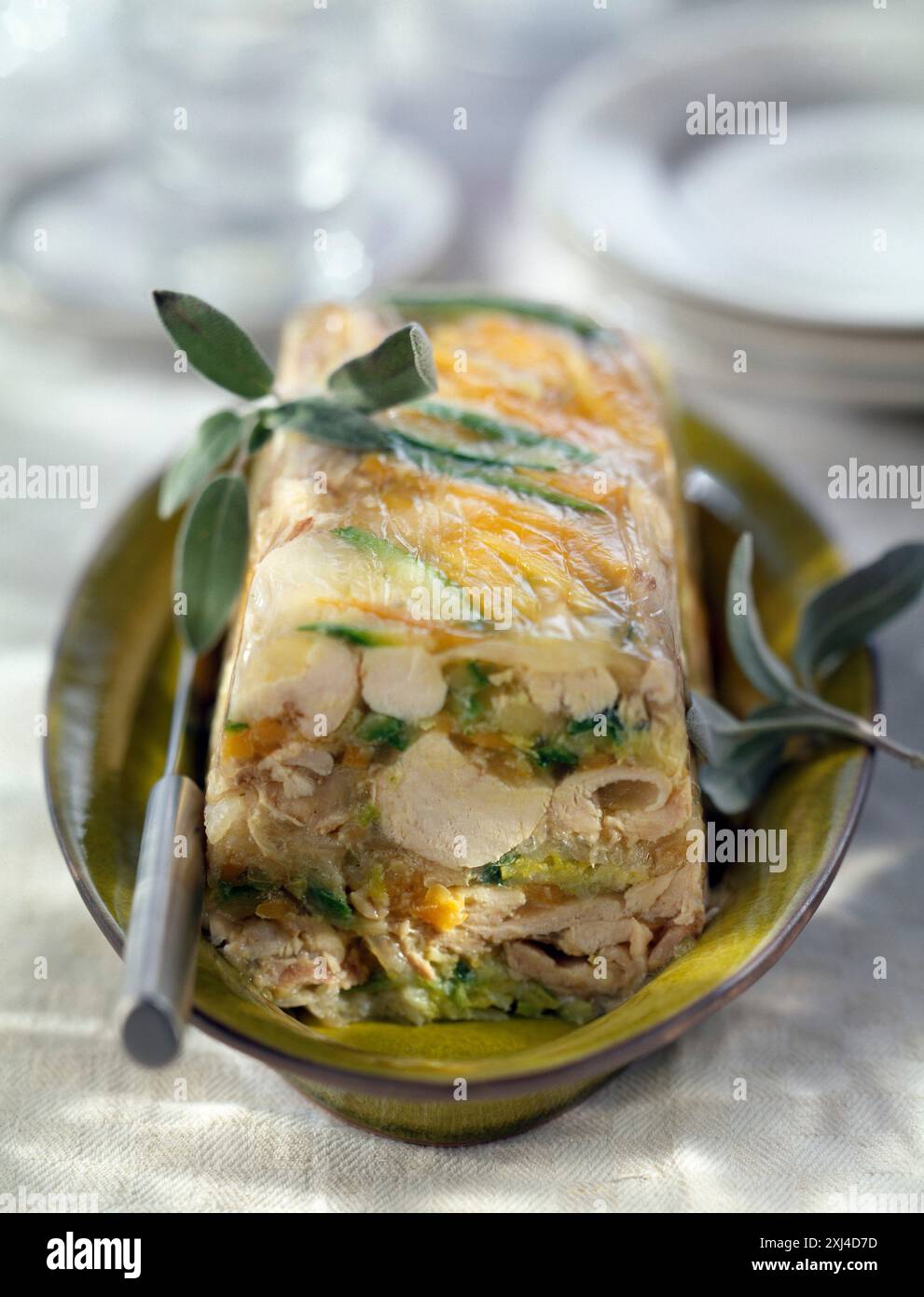 Chicken and sage terrine Stock Photo - Alamy