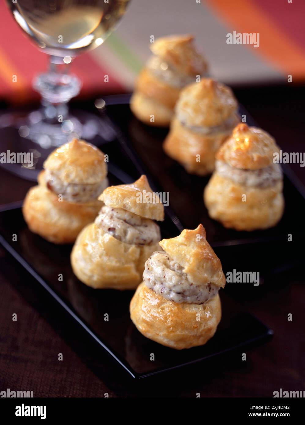Mini Gougères filled with blue cheese Stock Photo - Alamy