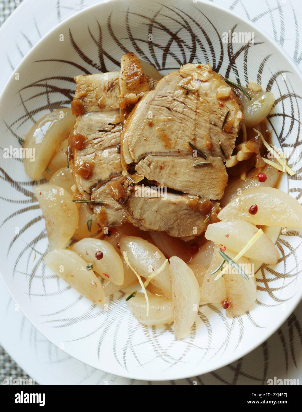 Milk-fed veal with turnips and honey Stock Photo - Alamy