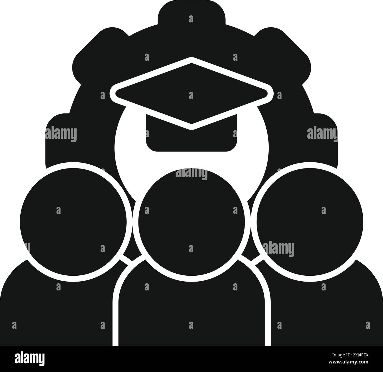 Icon of a group of students getting ready for graduation with a ...