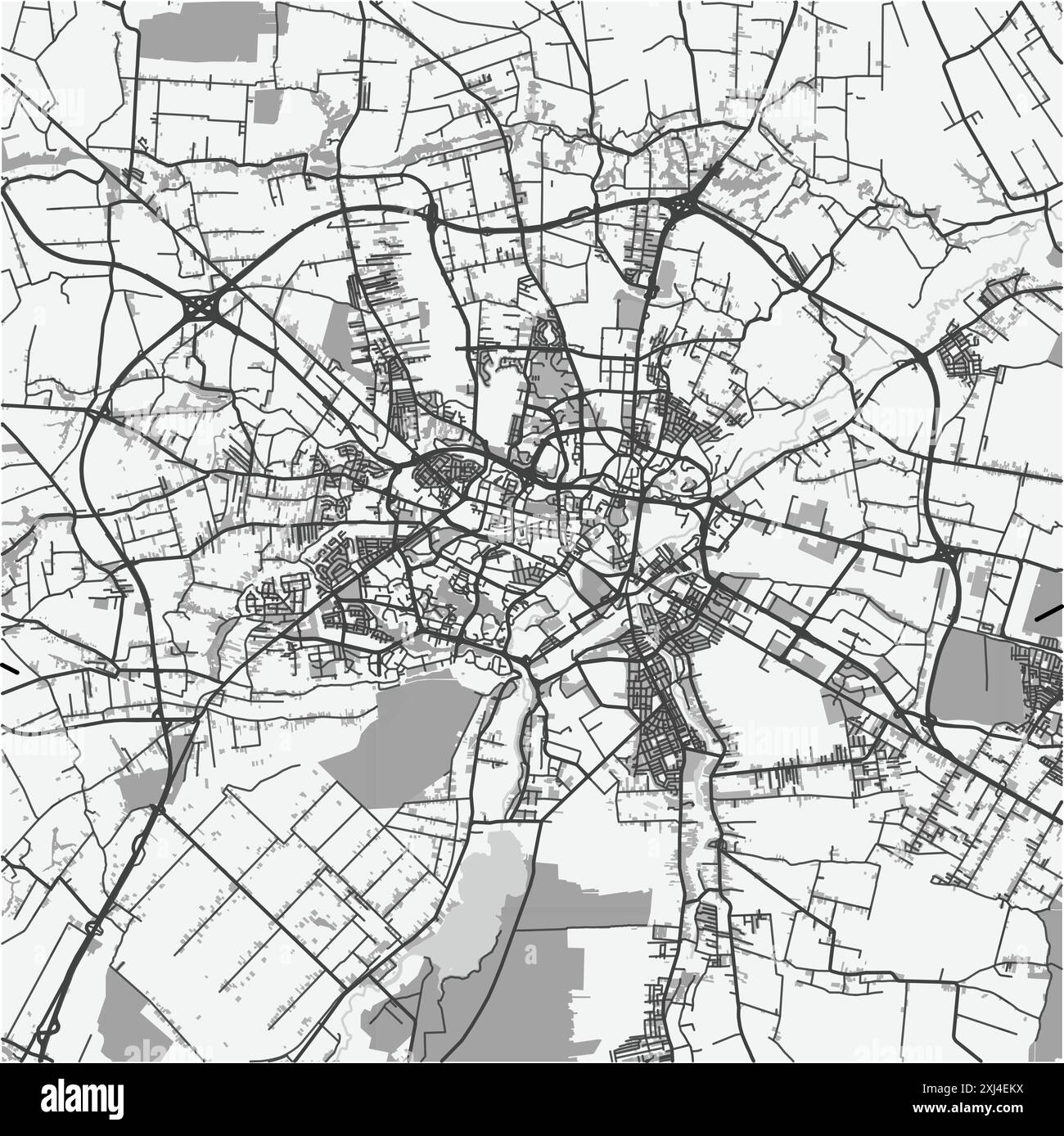 Map of Lublin in Poland in grayscale. Contains layered vector with ...
