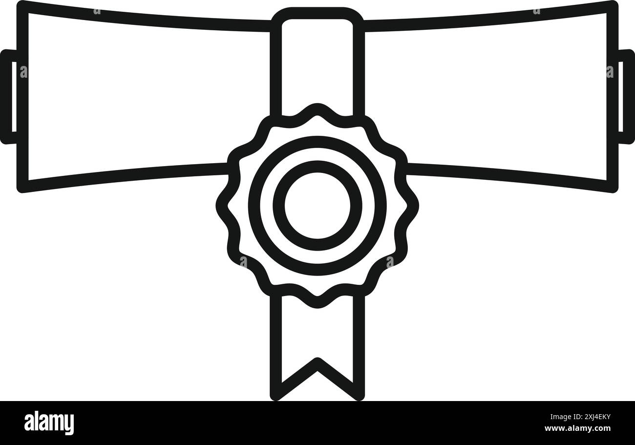 Simple line drawing of a diploma scroll with a ribbon and a wax seal ...