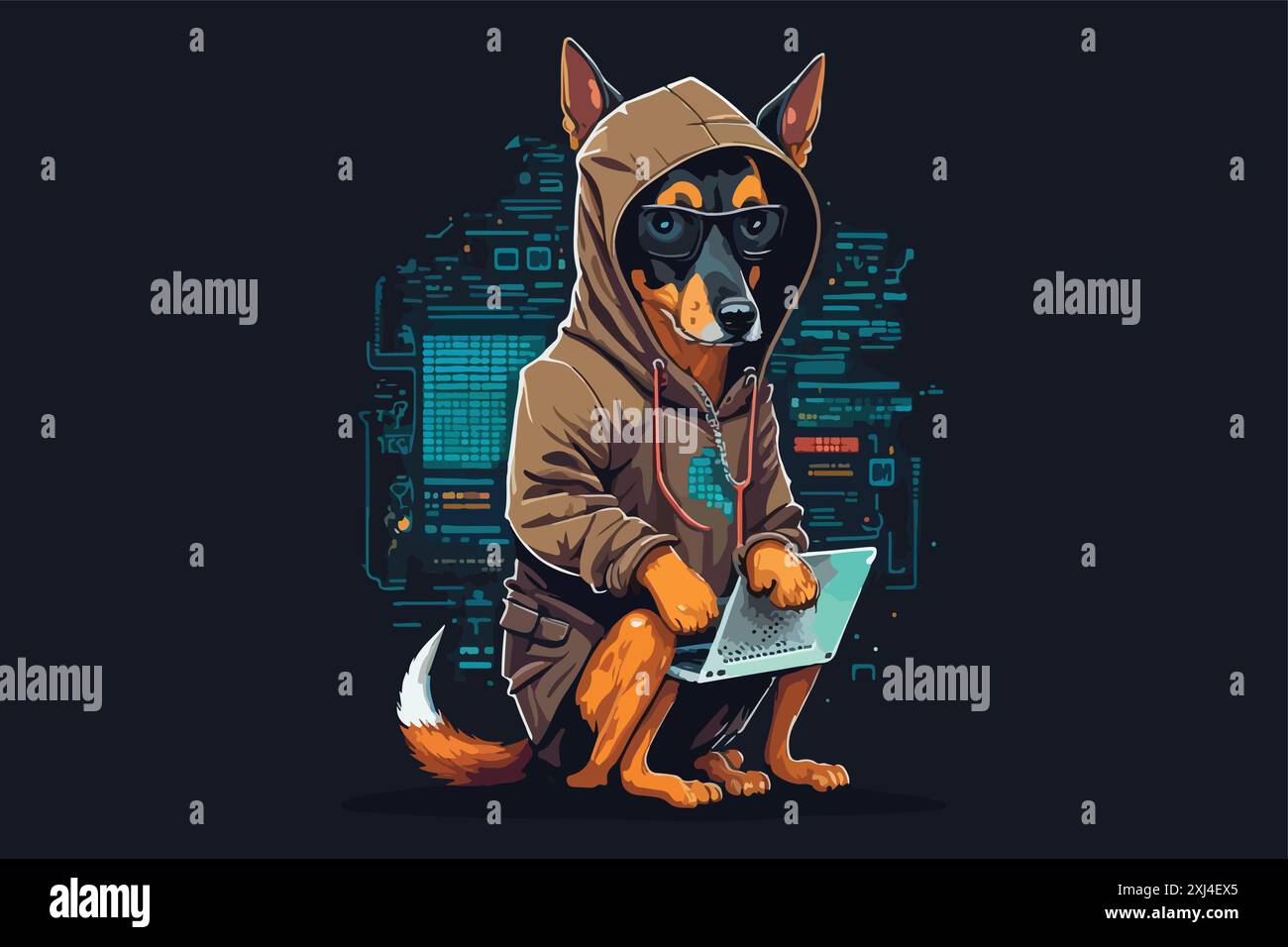 Dog hacker vector illustration Stock Vector Image & Art - Alamy