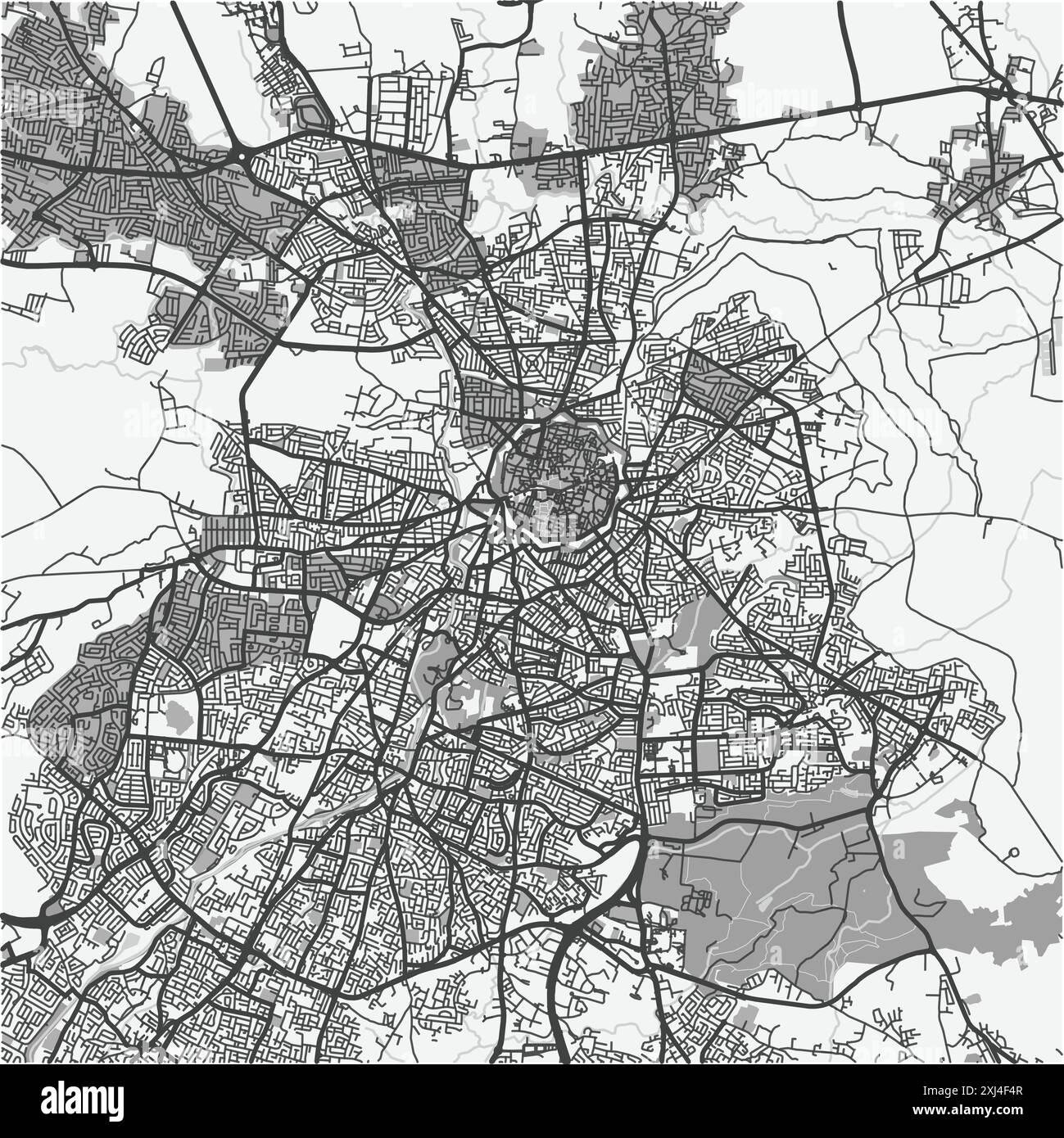 Map of Nicosia in Cyprus in grayscale. Contains layered vector with ...