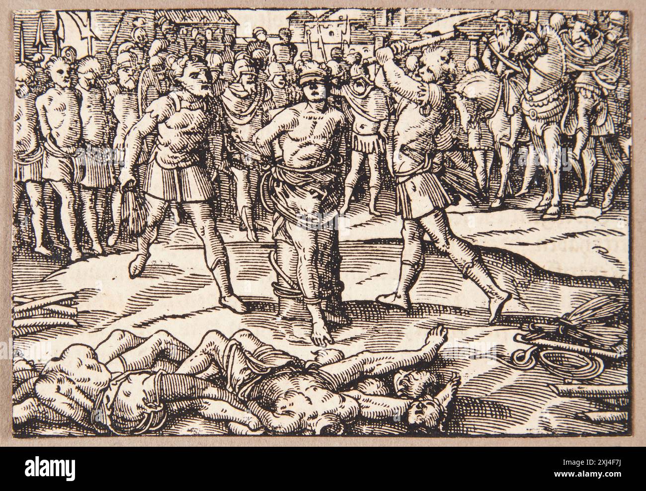 Woodcut by Tobias Stimmer depicting the execution of Brutus' son ...