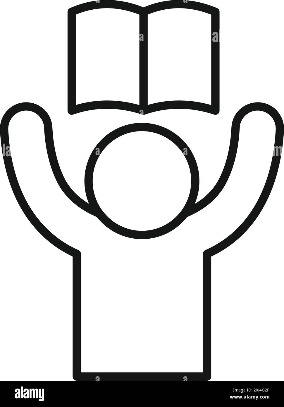 Line drawing of a student celebrating with a book above his head Stock ...