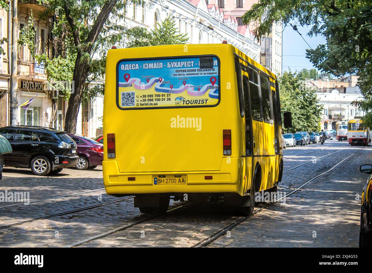 Odessa, Ukraine, July 15, 2024 bus rolling on the streets of Odessa ...