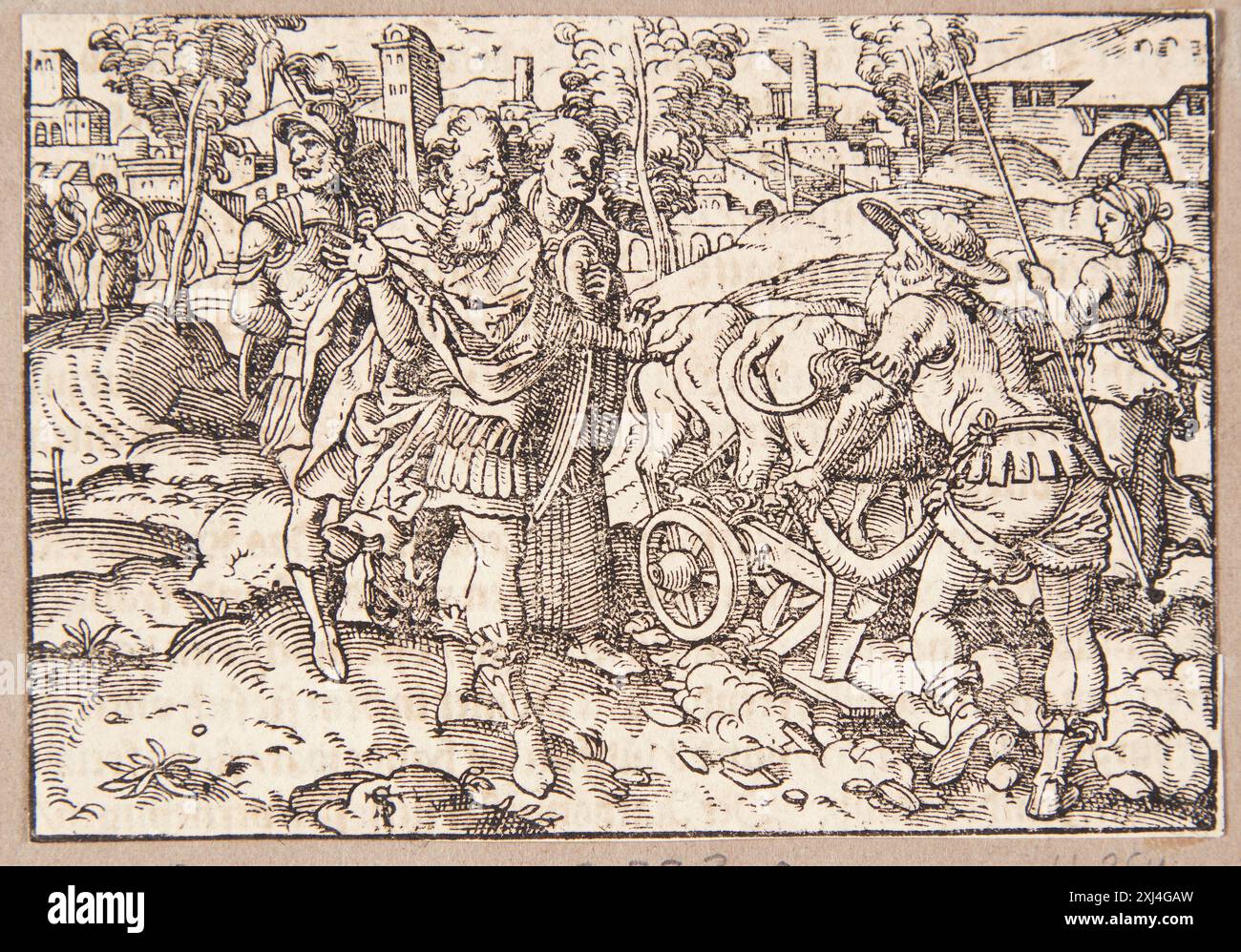 Woodcut by Tobias Stimmer showing Cincinnatus behind a plow being ...