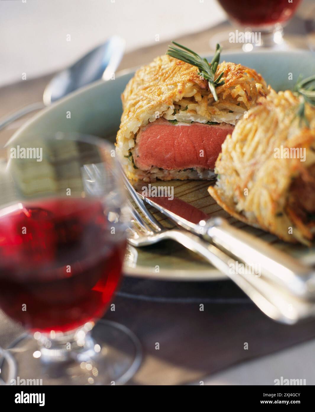 lamb in pastry crust with potatoes Stock Photo - Alamy