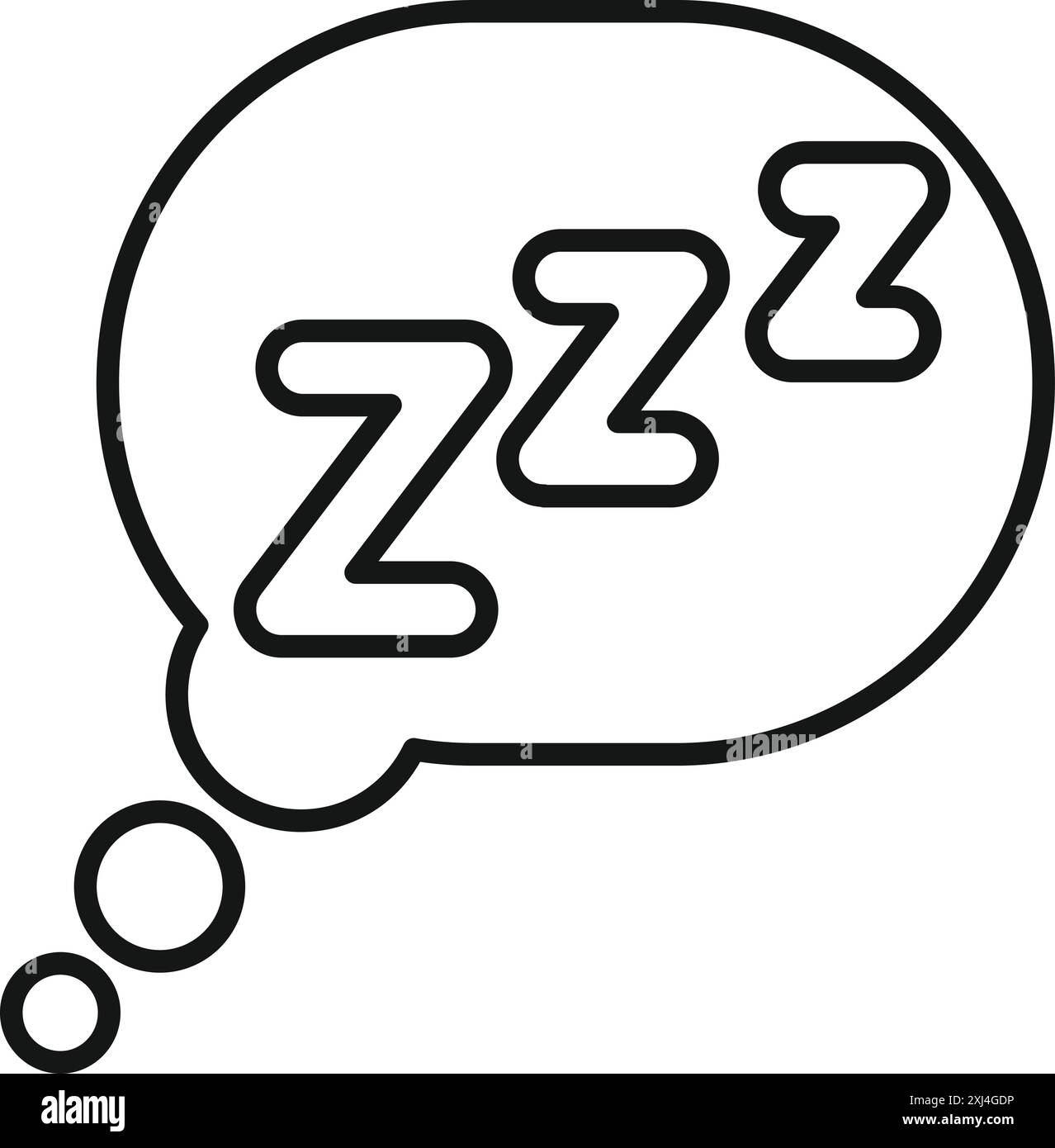 Simple line drawing of a thought bubble showing zzz symbol for sleeping ...