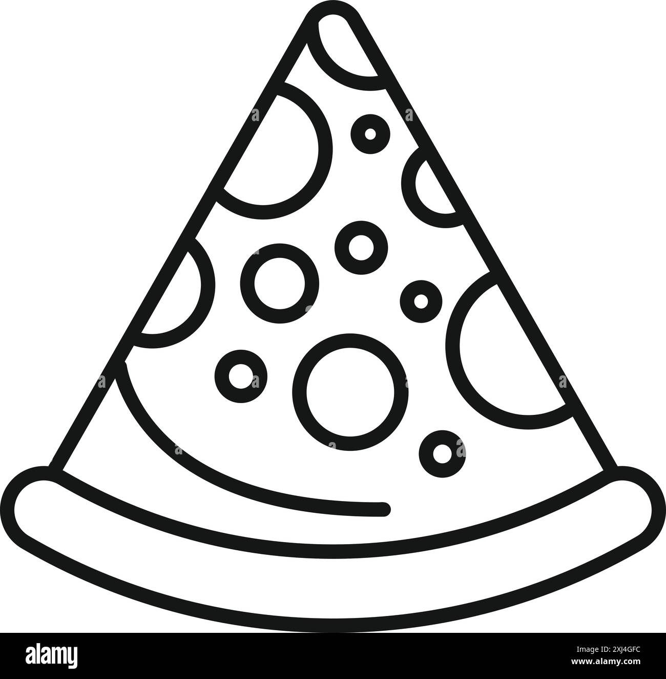 Simple black and white illustration of a slice of pepperoni pizza ...